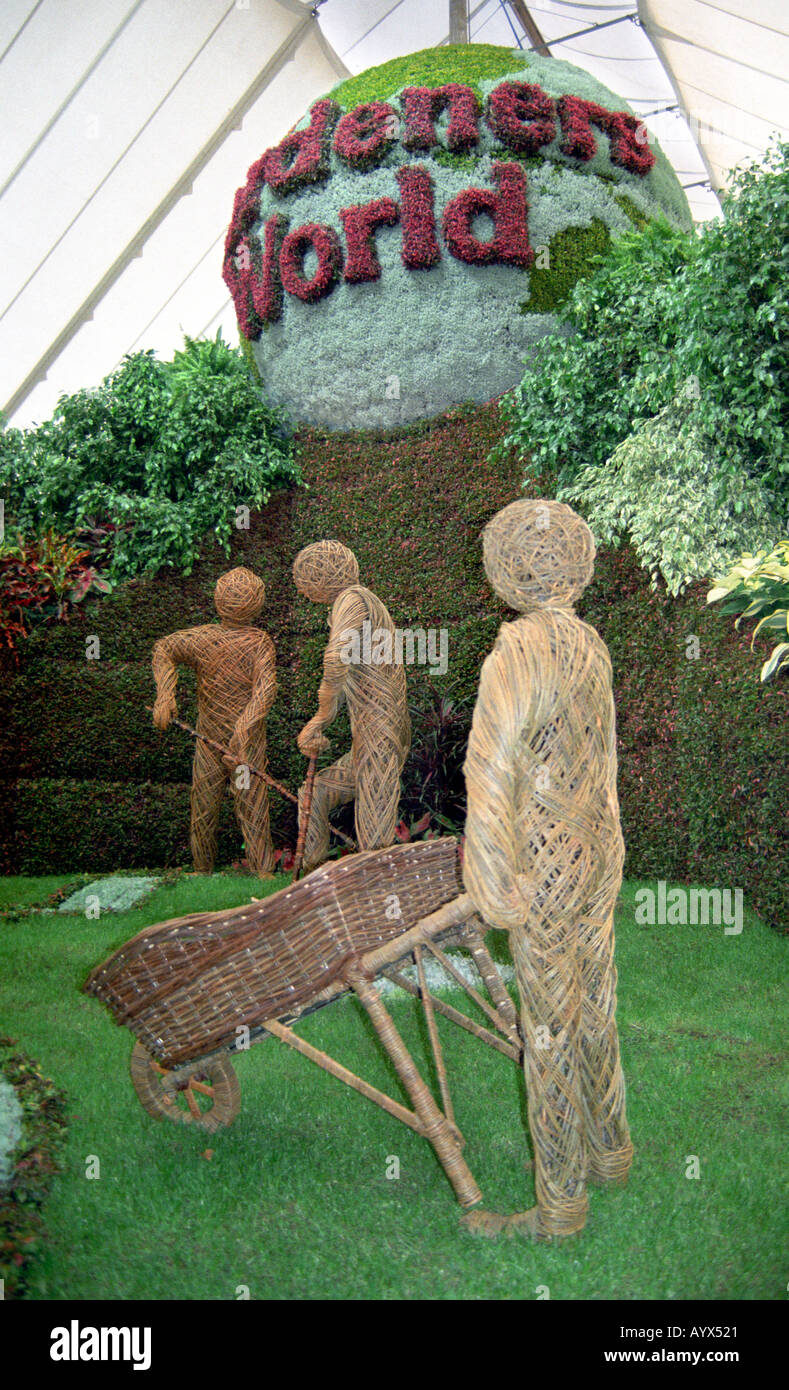 Wicker man with wheelbarrow at Chelsea Flower Show LONDON UK Stock ...