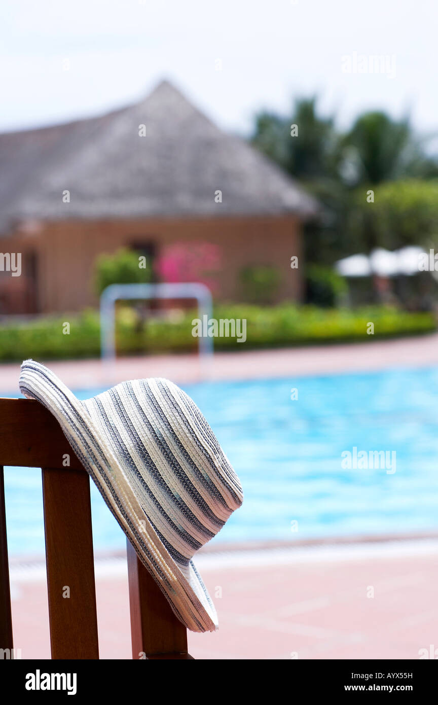 stripe patterned hat in the swimming pool Stock Photo - Alamy