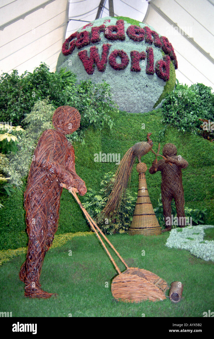 Wicker man with lawnmower at Chelsea Flower Show LONDON UK Stock Photo ...
