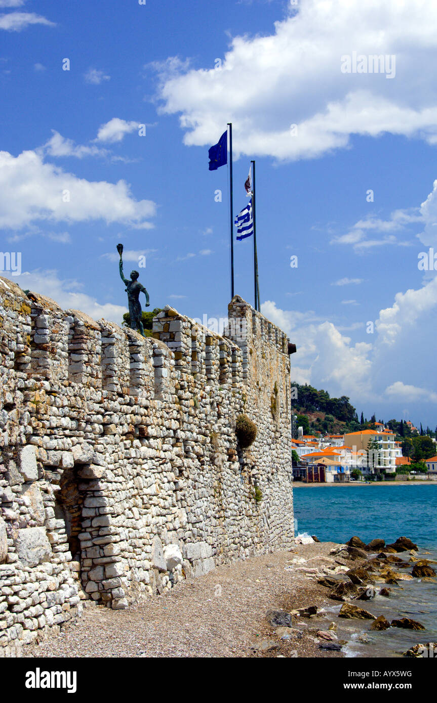 Remains of well preserved fortifications at the harbour of Nafpaktos ...