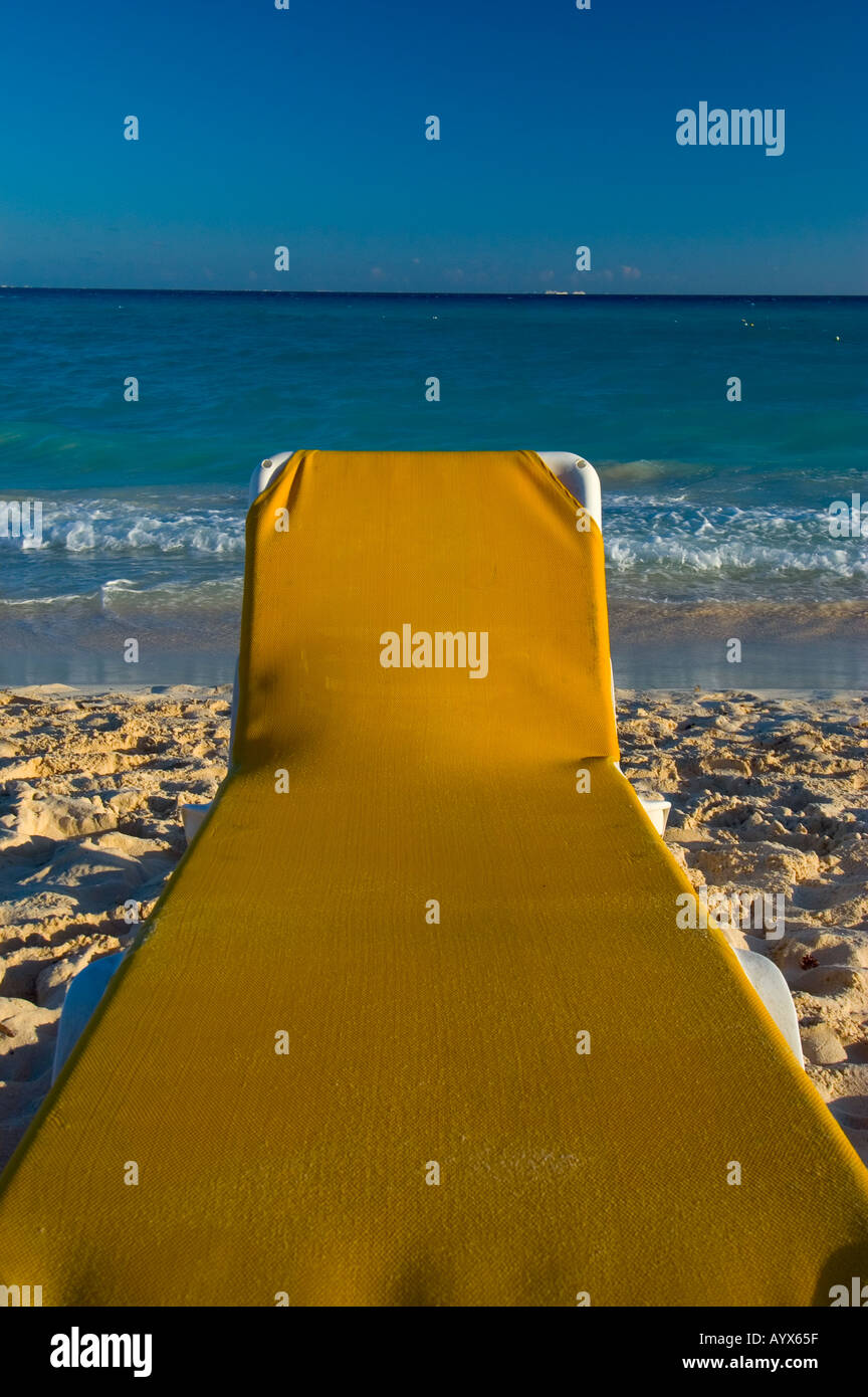 Yellow beach chair Caribbean Mexico Cancun Tulum Stock Photo - Alamy