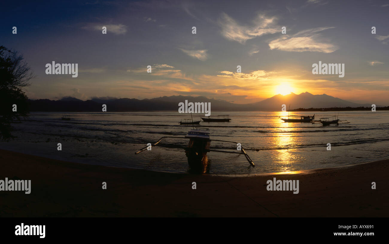 Sunset of the Gilli Islands North of Lombok Indonesia Stock Photo - Alamy