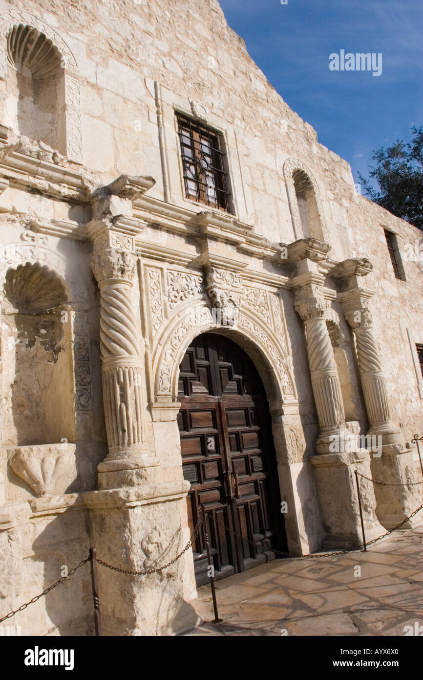 Front and main door of The Alamo San Antonio Texas TX USA Stock Photo ...