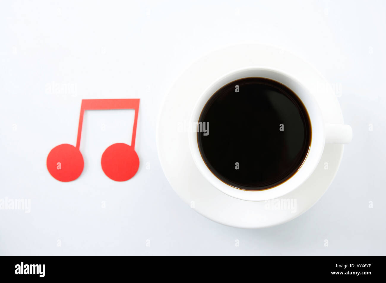 musical note and coffee cup on white background Stock Photo - Alamy