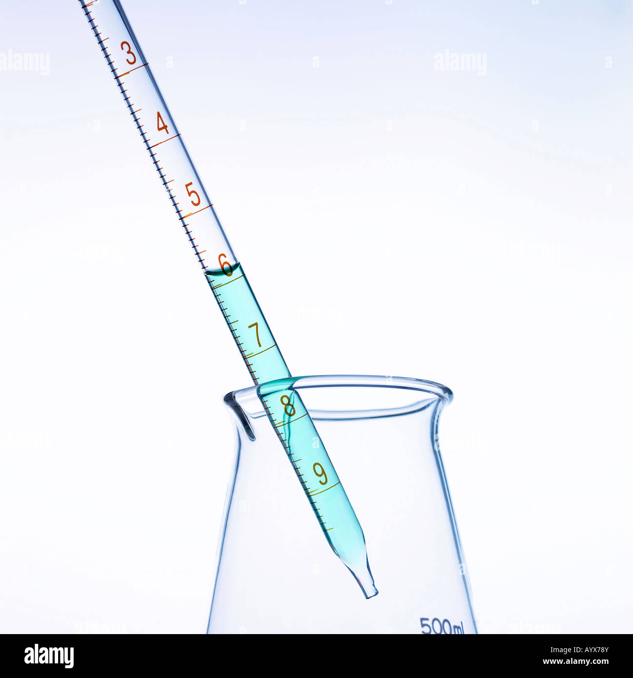 pipet with green fluid in the beaker Stock Photo - Alamy