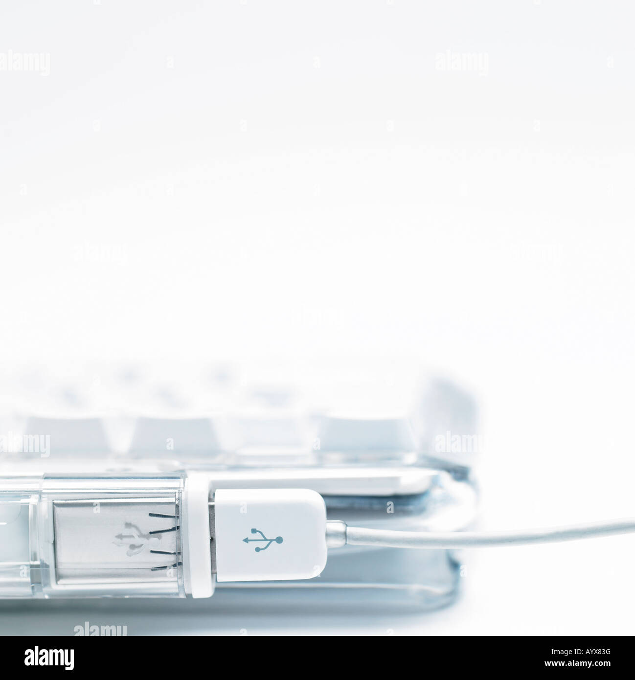 usb connected with white keyboard Stock Photo - Alamy