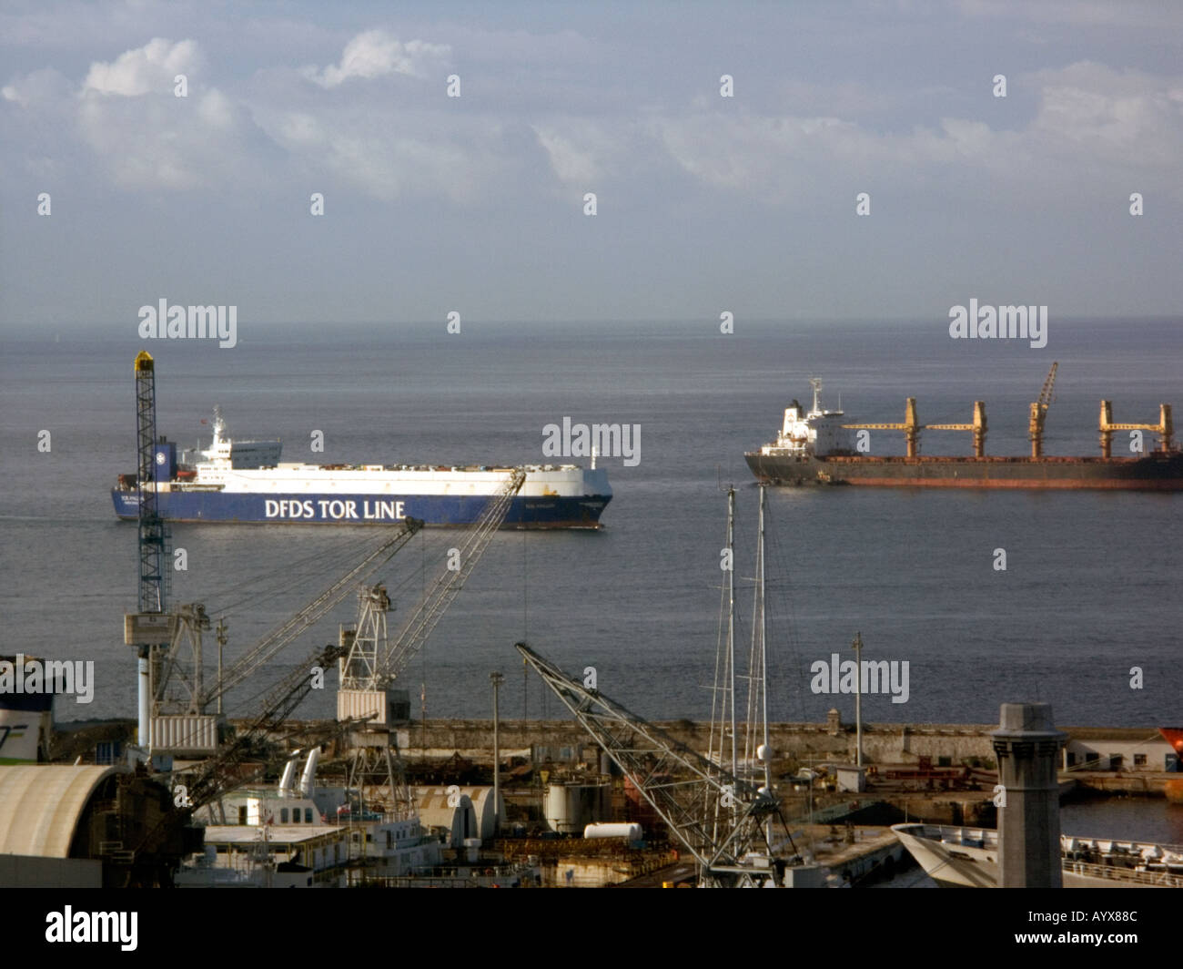 DFDS Tor Line Freight Ship in Gibraltar Harbour shipyard shipyards ship ...