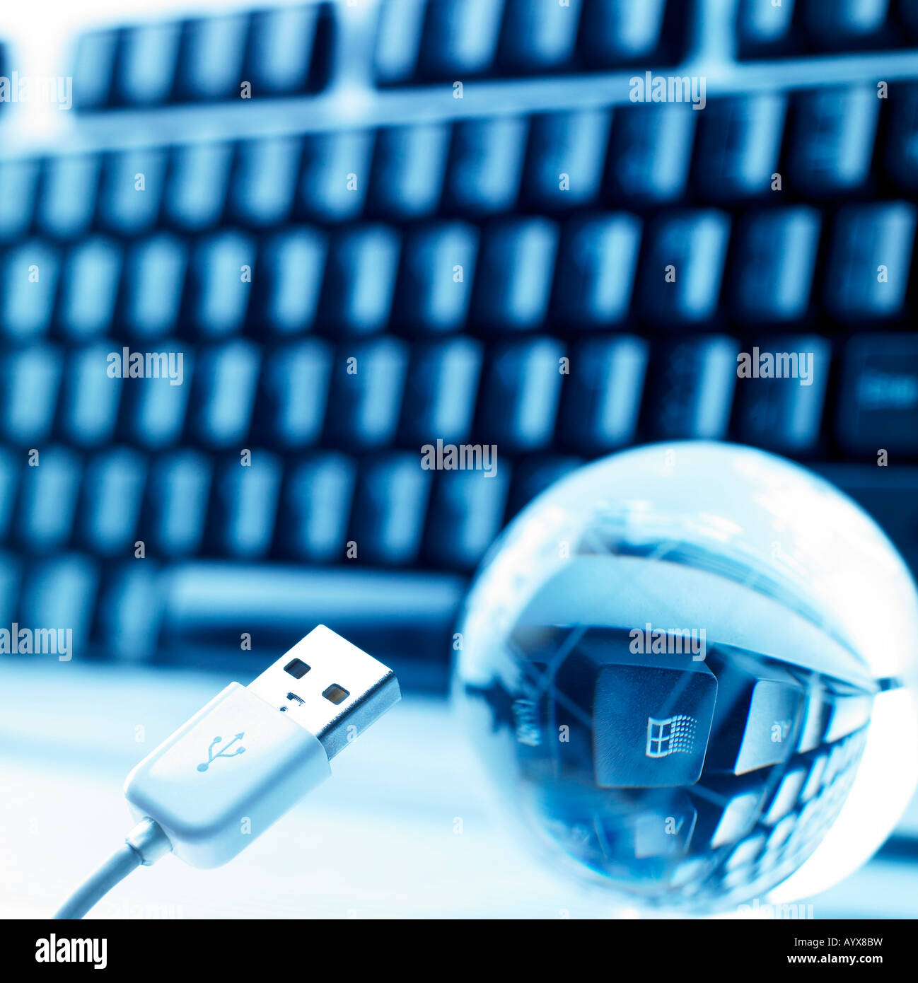 USB on keyboard background Stock Photo - Alamy