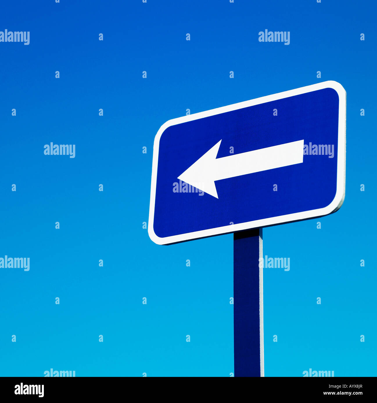 blue traffic sign in the blue sky Stock Photo - Alamy