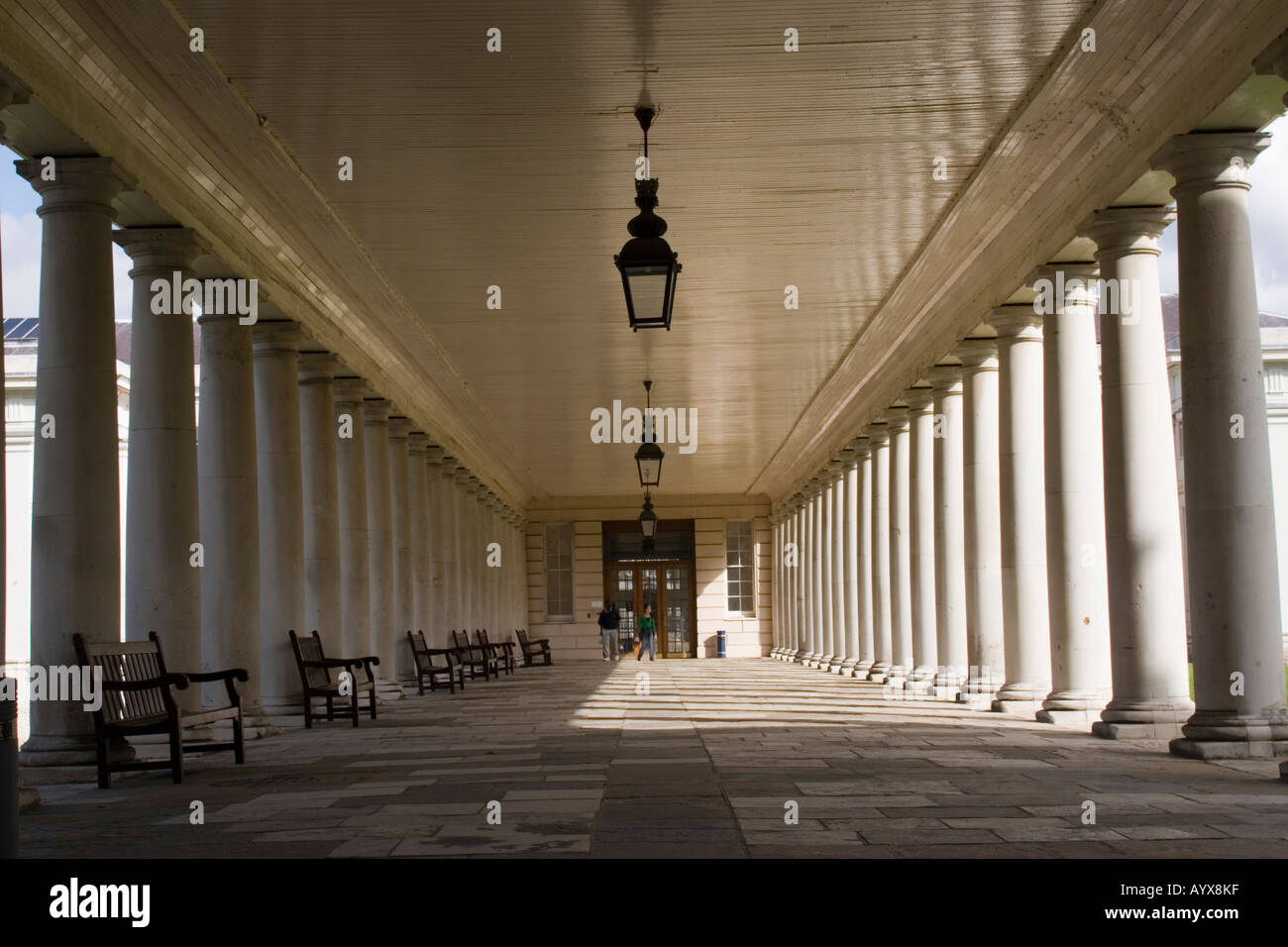 Colonade leading to The Queen's House at Greenwich South London Stock ...