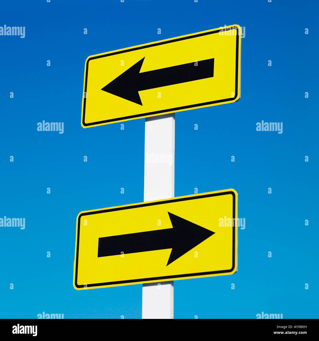 yellow traffic sign in the blue sky Stock Photo - Alamy
