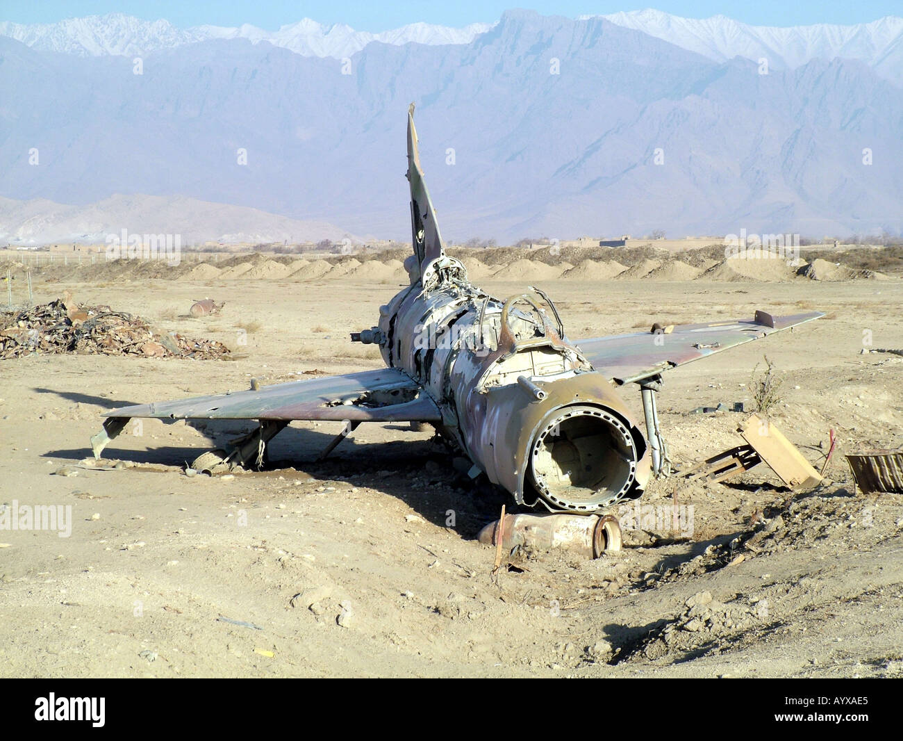 MIG 21 fighter aircraft destroyed in Bagram Afghanistan Stock Photo ...