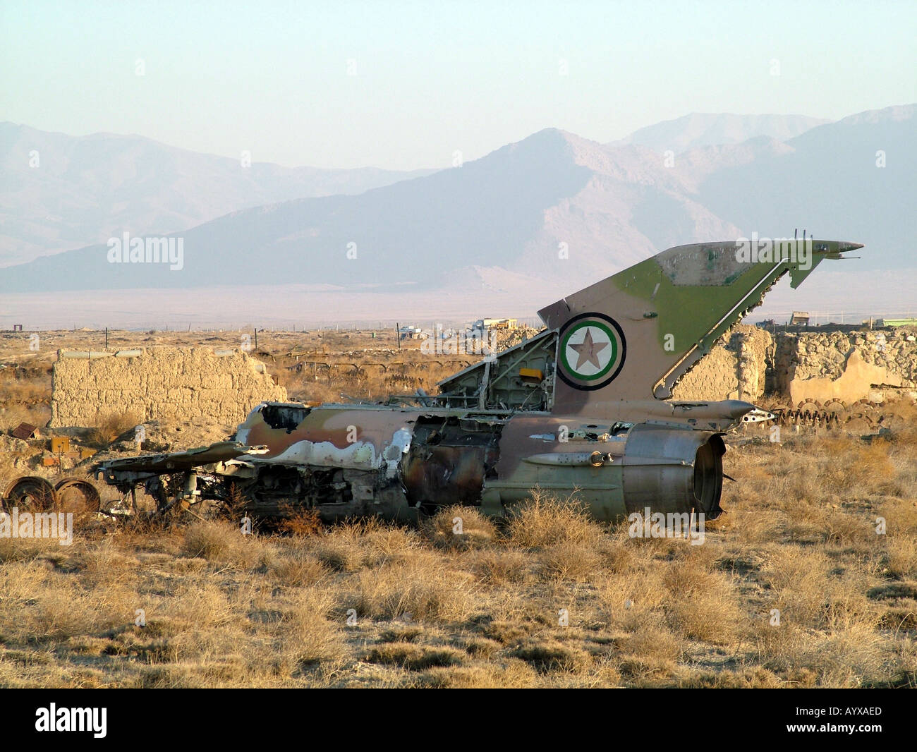 MIG 21 fighter aircraft destroyed in Bagram Afghanistan Stock Photo - Alamy