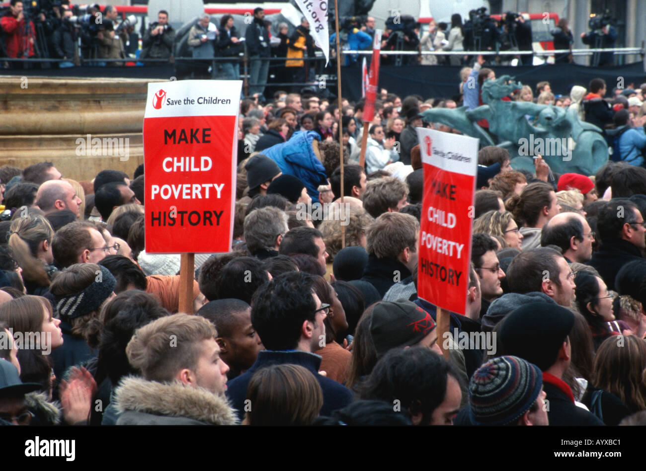 Make Poverty History rally Trafalgar Square London 3rd Feb 2005 justice ...