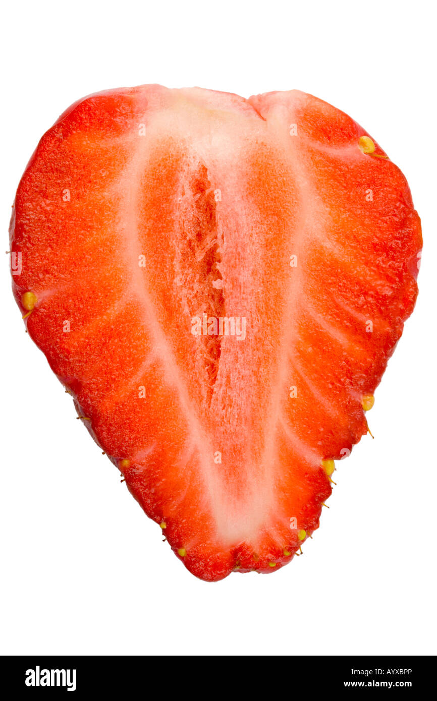 the half of strawberry isolated on white background Stock Photo - Alamy