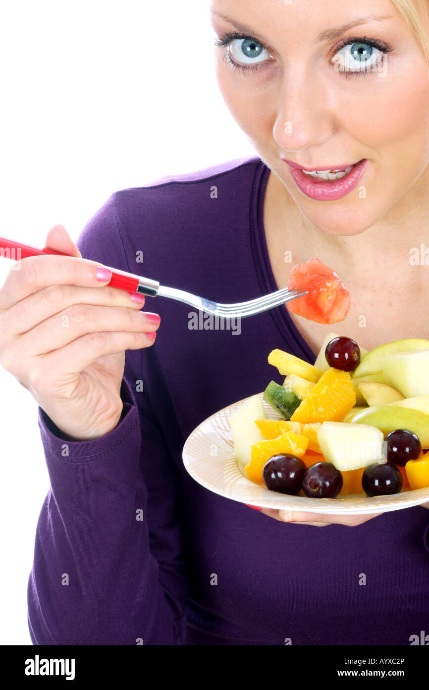 Young Woman Eating Fruit Salad Model Released Stock Photo - Alamy Young Woman Eating Fruit Salad Model Released Stock Photo - Alamy