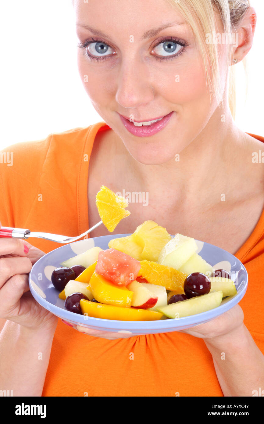 Young Woman Eating Fruit Salad Model Released Stock Photo - Alamy Young Woman Eating Fruit Salad Model Released Stock Photo - Alamy