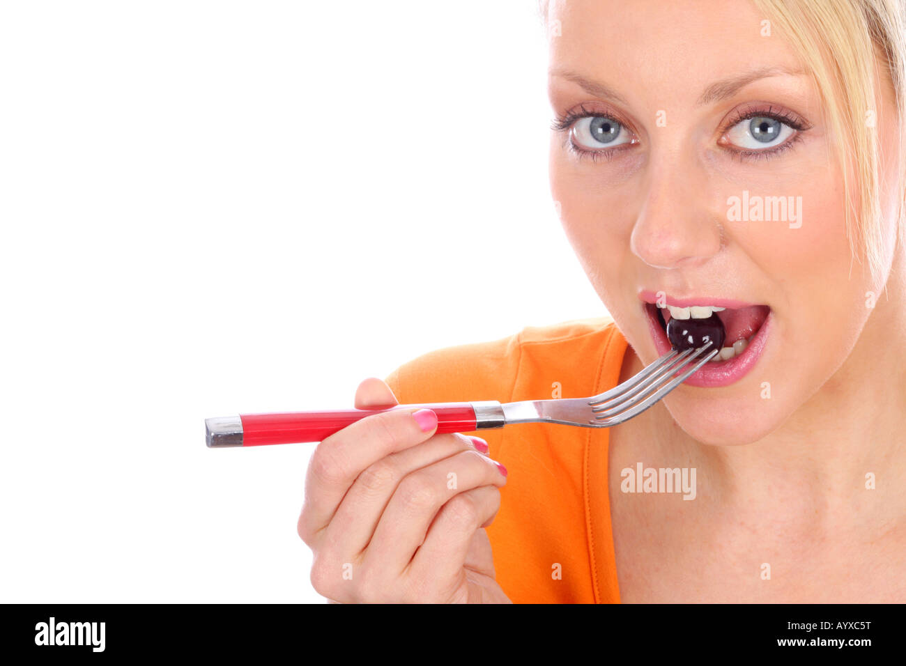 Young Woman Eating Red Grape Model Released Stock Photo - Alamy