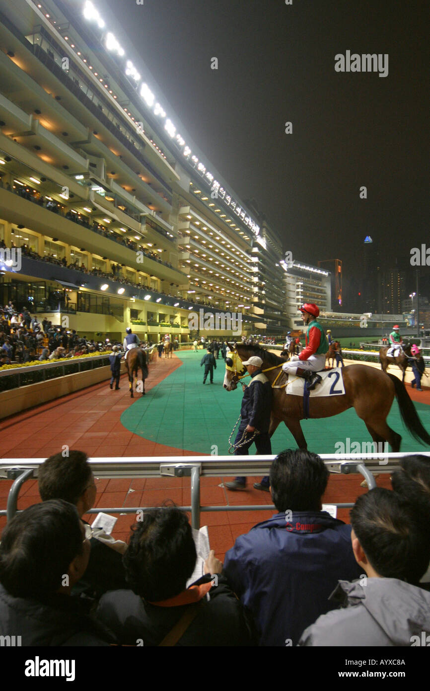 Horse Racing Happy Valley Parade to post punters watch horses paraded ...