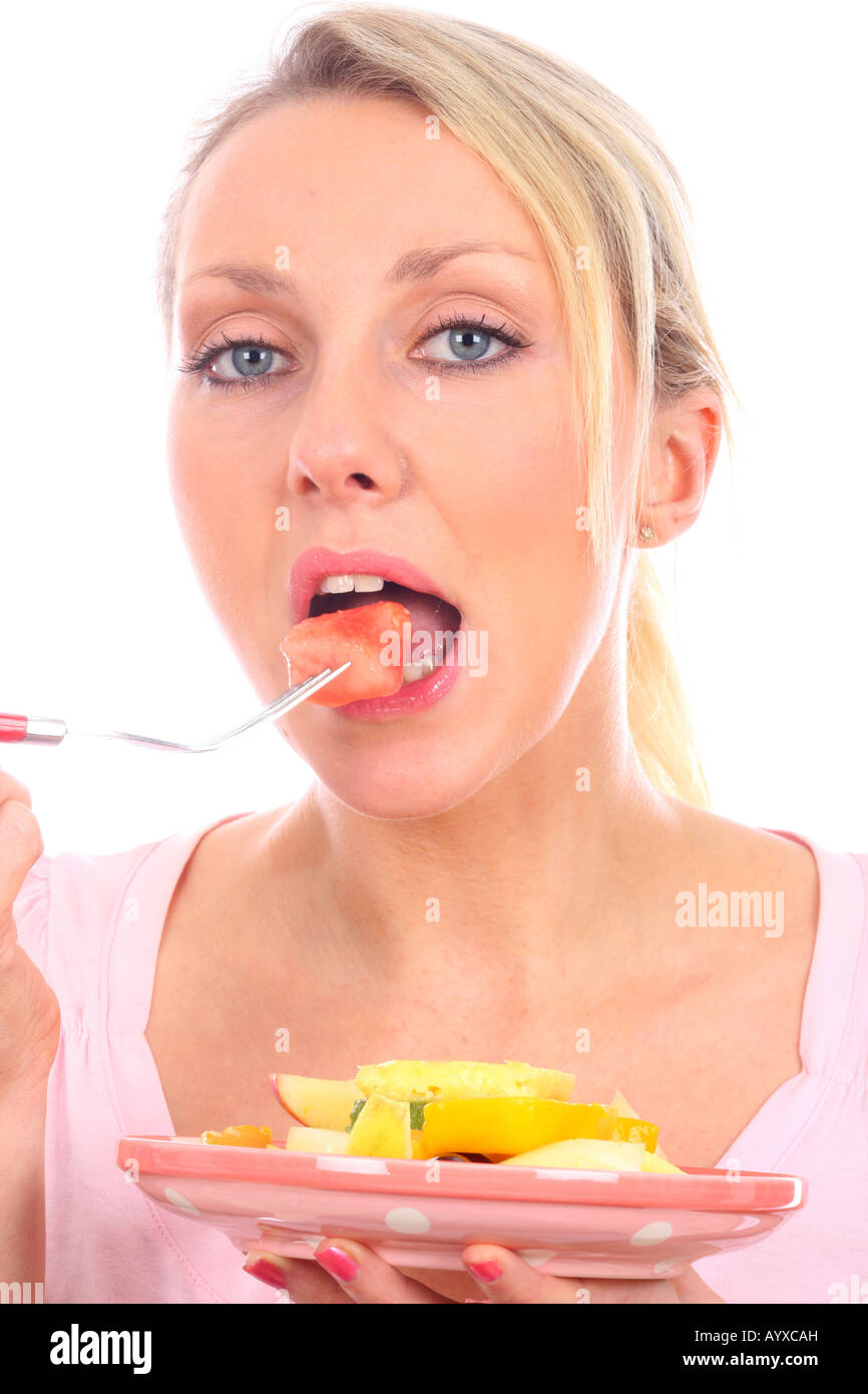 Young Woman Eating Fruit Salad Model Released Stock Photo - Alamy Young Woman Eating Fruit Salad Model Released Stock Photo - Alamy