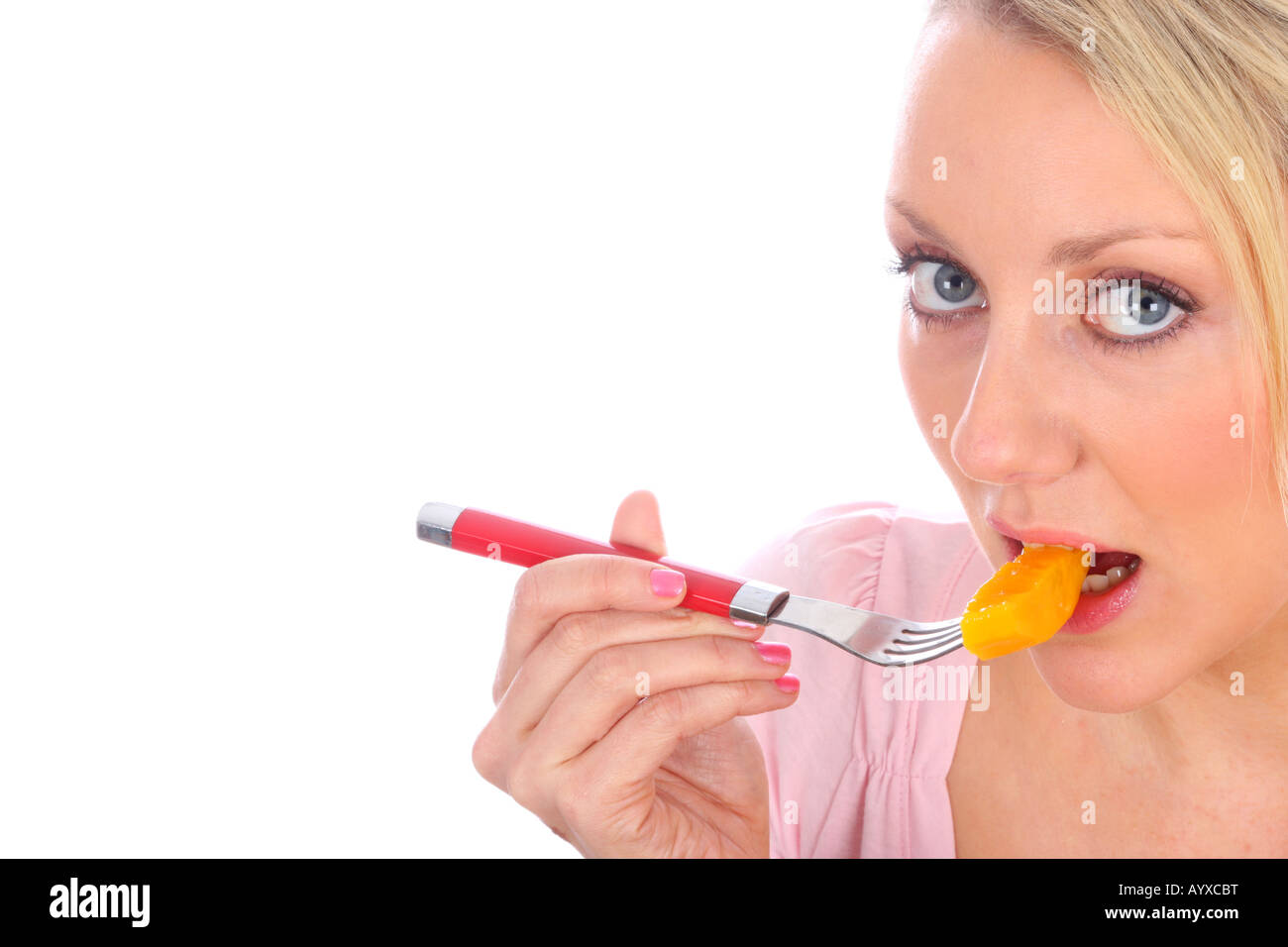 Young Woman Eating Mango Model Released Stock Photo - Alamy