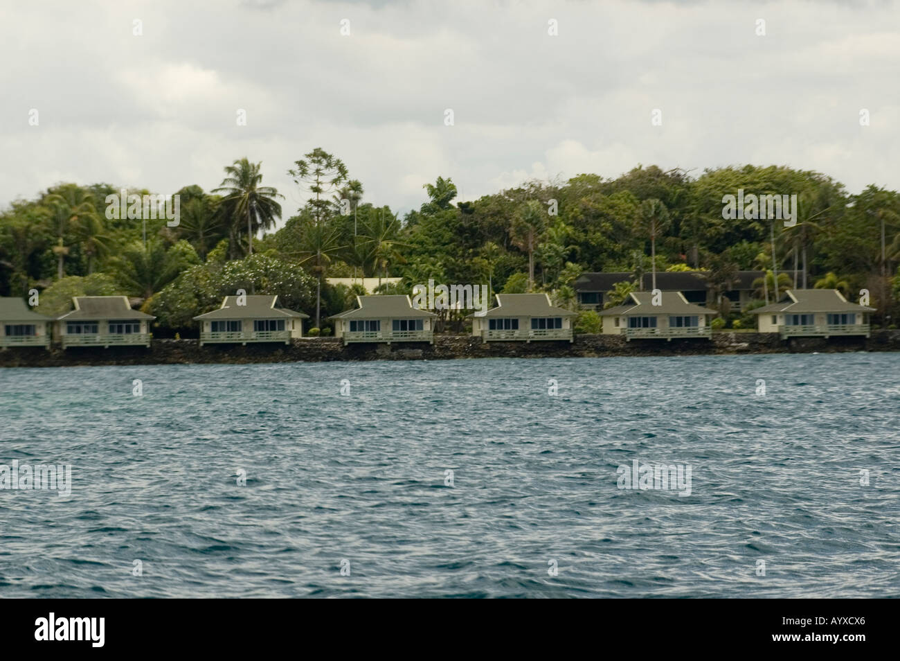 Seafront units overhang the ocean Madang Harbor Harbour PNG Stock Photo ...