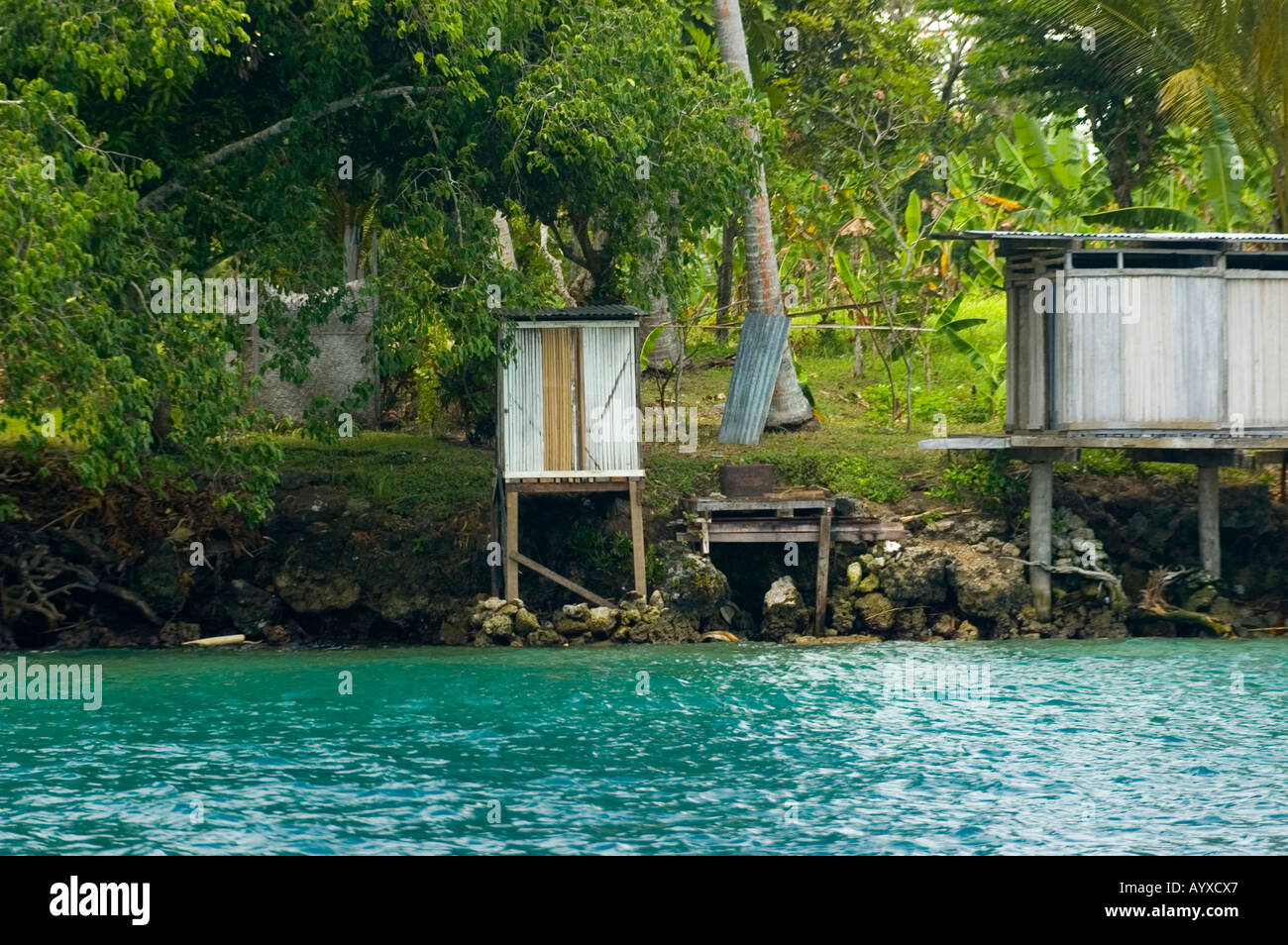outhouse over salt water Madang harbour PNG Stock Photo - Alamy
