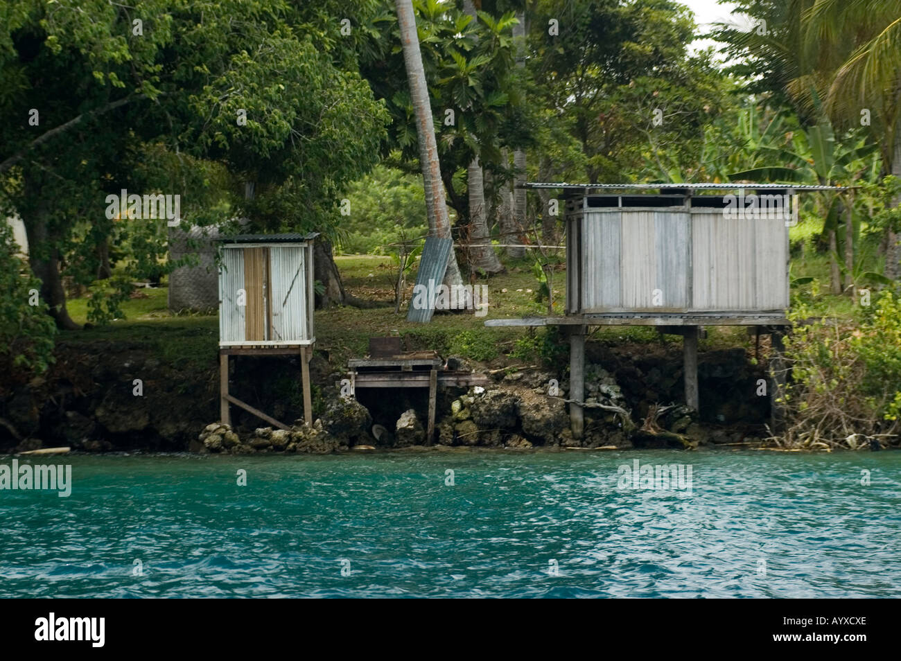 outhouse over salt water Madang harbour PNG Stock Photo - Alamy