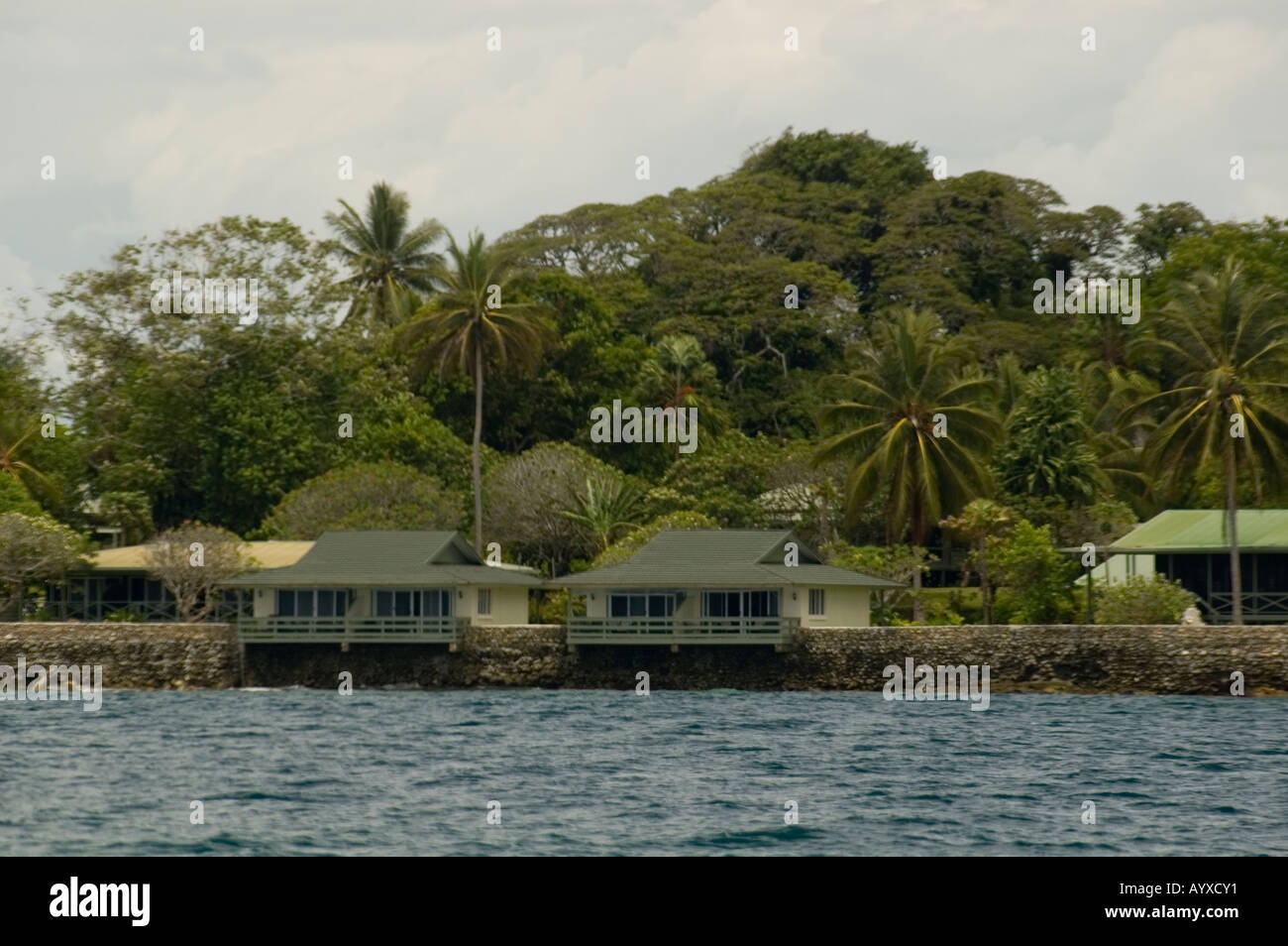 Seafront units overhang the ocean Madang Harbor Harbour PNG Stock Photo ...