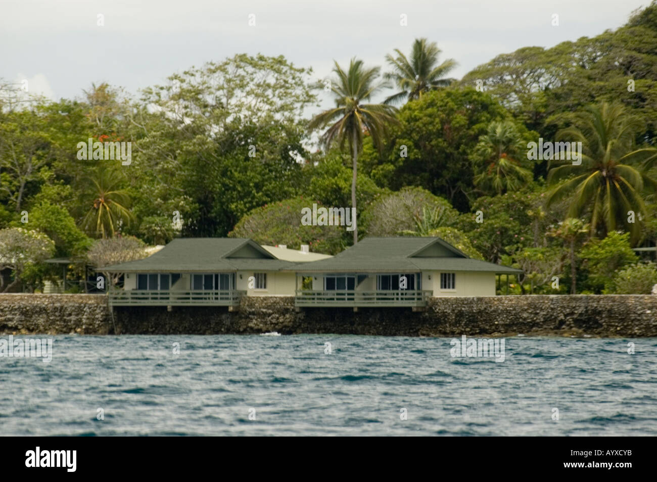 Seafront units overhang the ocean Madang Harbor Harbour PNG Stock Photo ...