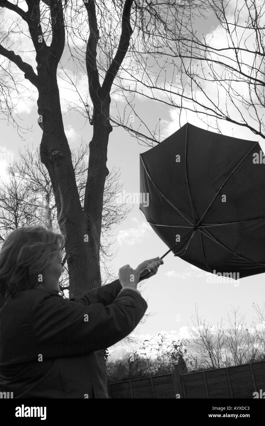 Woman wind blown Black and White Stock Photos & Images - Alamy