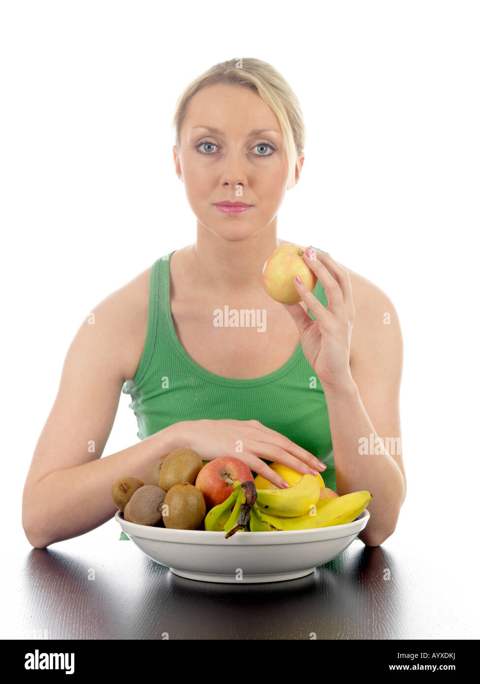 Young Woman Eating and Apple Model Released Stock Photo - Alamy