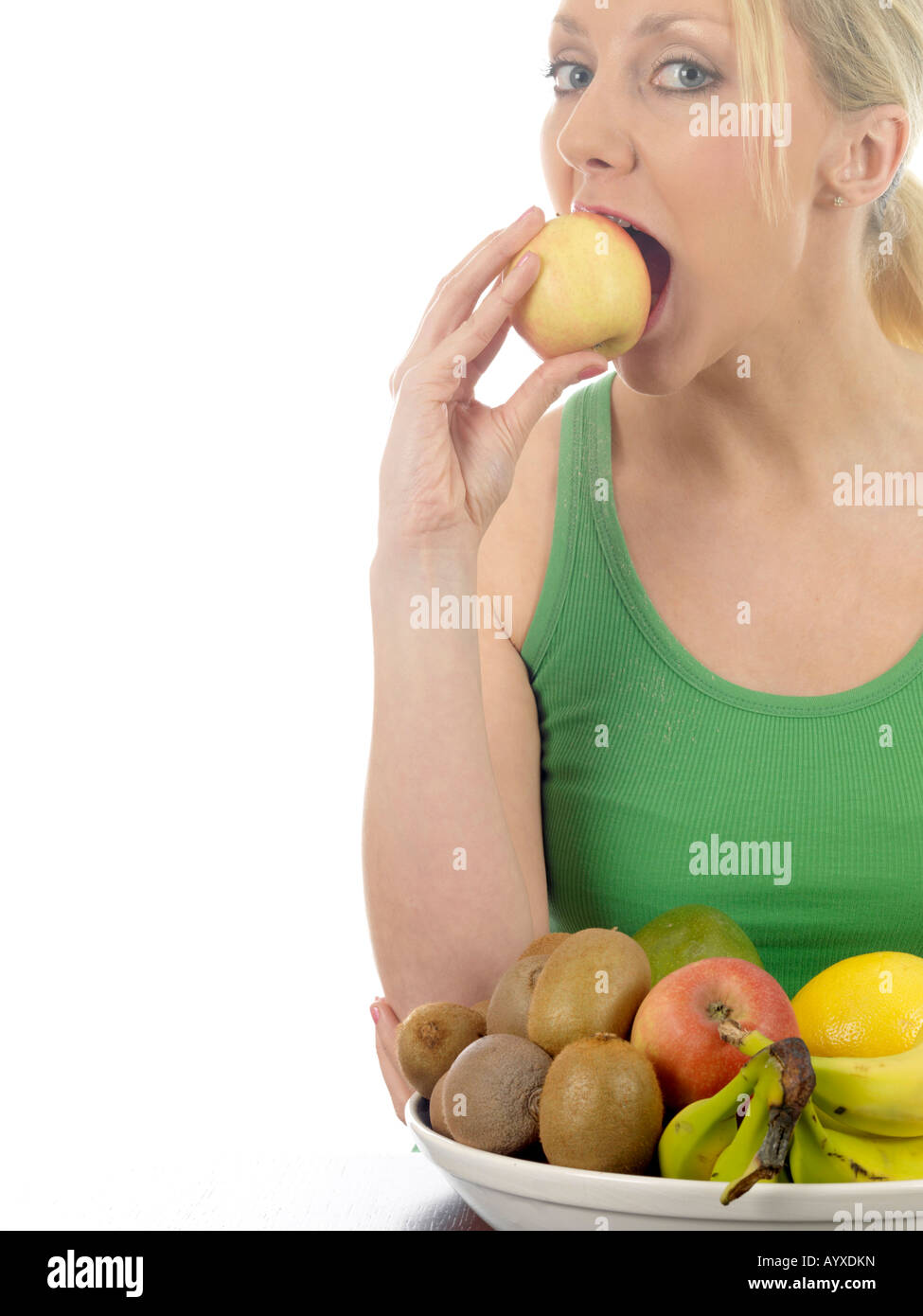 Young Woman Eating and Apple Model Released Stock Photo - Alamy