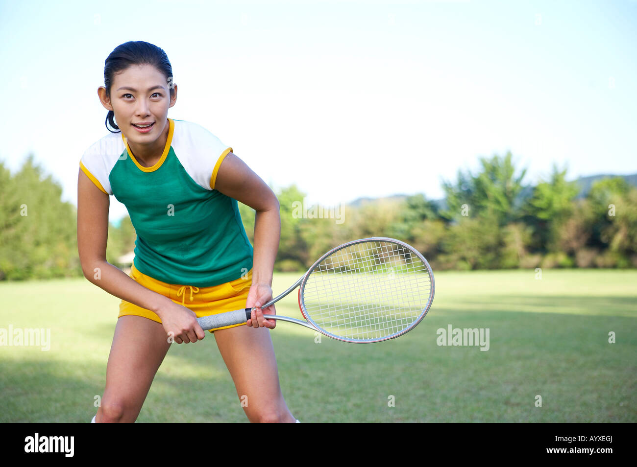 woman's tennis posture Stock Photo - Alamy