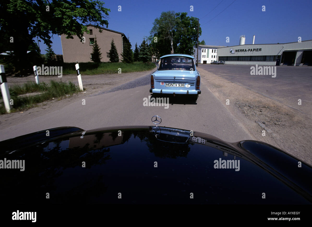GERMANY DDR COLD WAR MERCEDES TRABANT TRABBIE OLD AND NEW Stock Photo ...