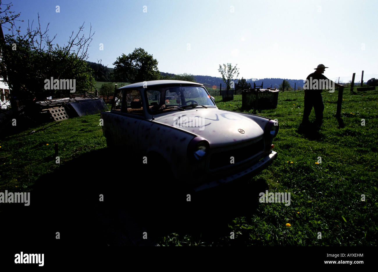 GERMANY DDR TRABANT TRABBIE FARMER Stock Photo - Alamy