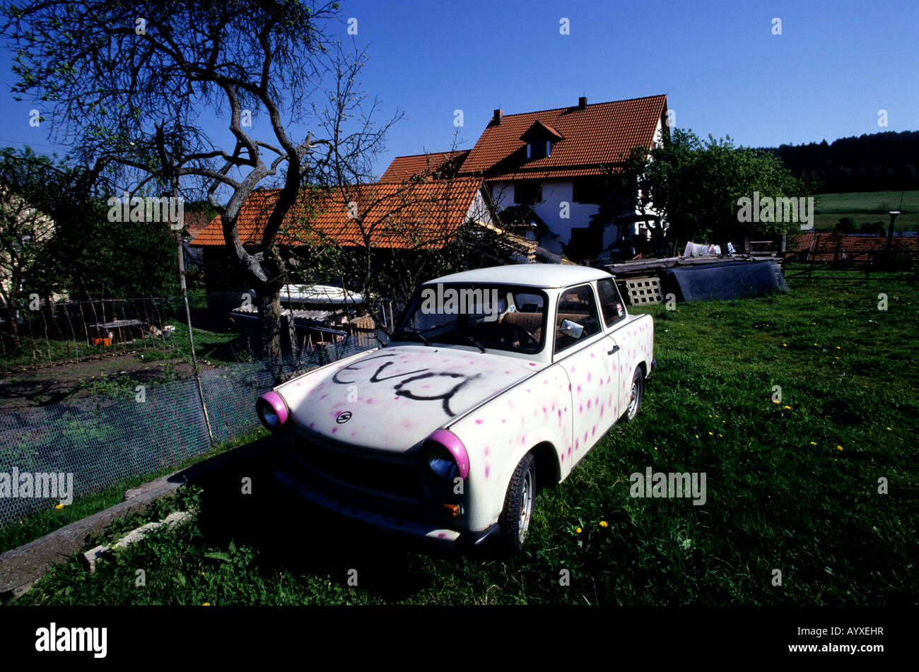 GERMANY DDR TRABANT TRABBIE FARMER Stock Photo - Alamy