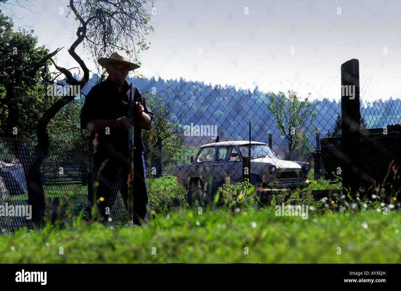 GERMANY DDR TRABANT TRABBIE FARMER Stock Photo - Alamy