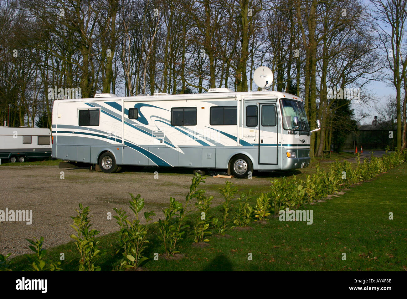 Large modern camping van with TV disk Stock Photo - Alamy