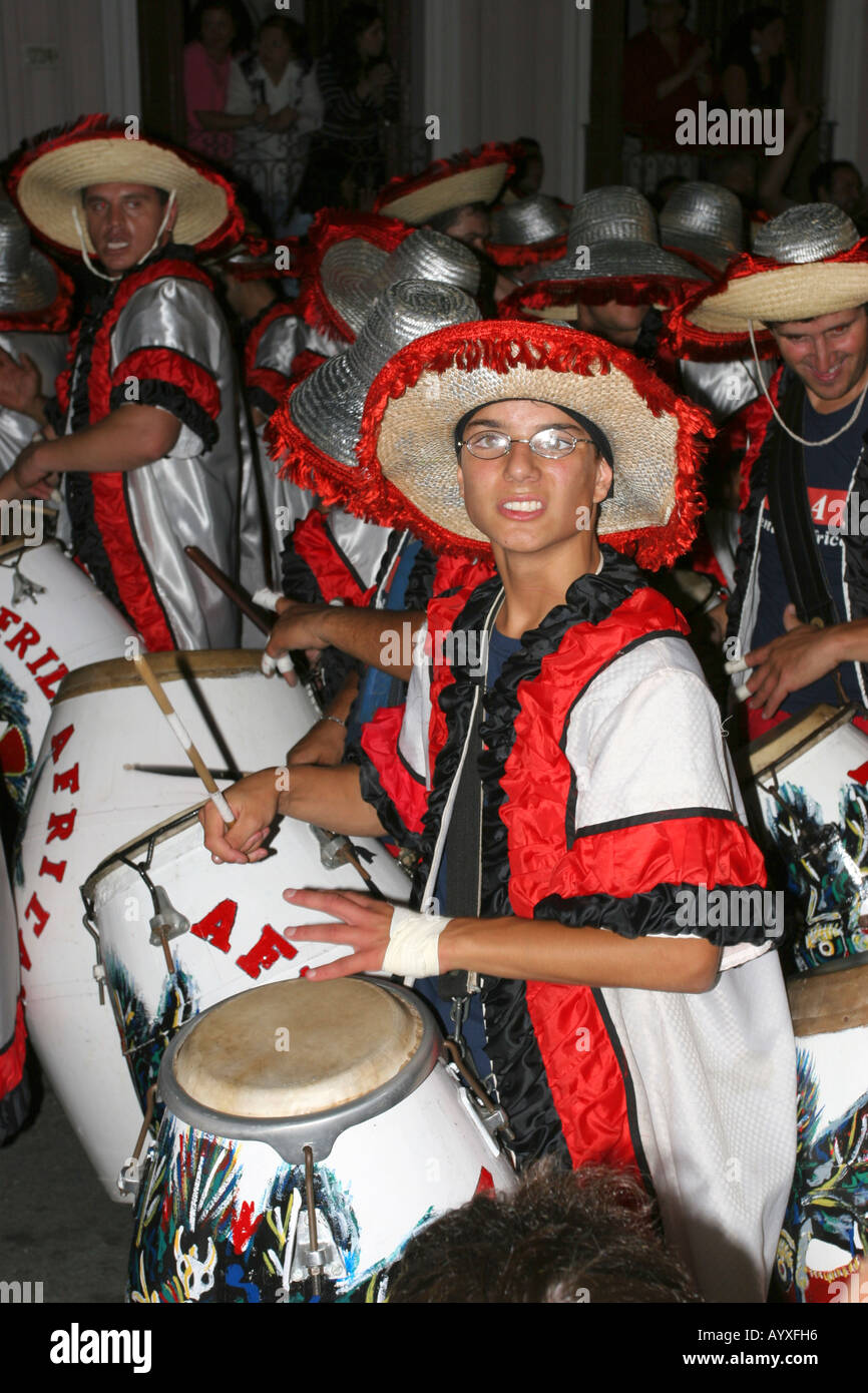 Group of drumers in a comparsa during the famous Desfile de Llamadas in ...