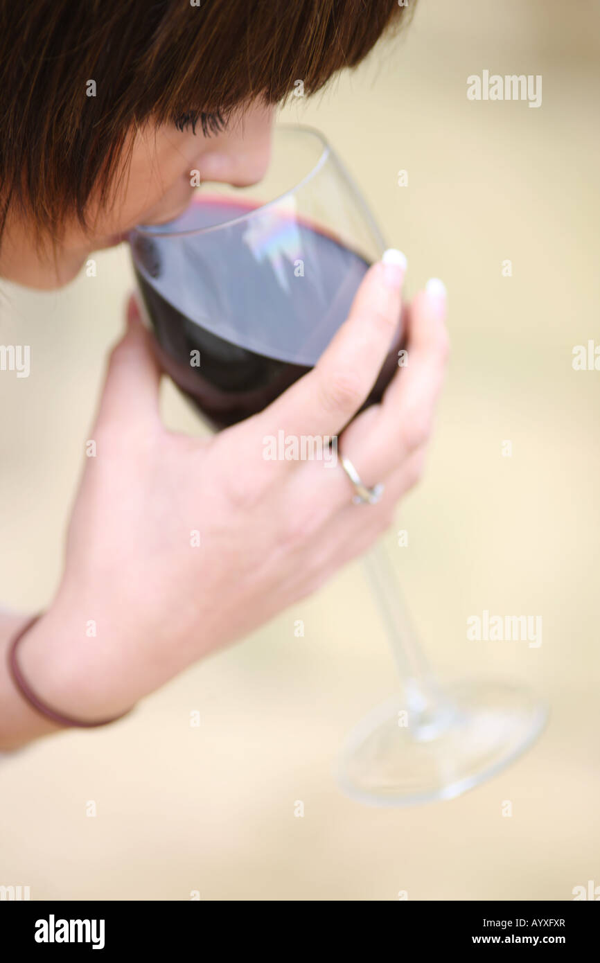 Teenage Girl Drinking Red Wine Model Released Stock Photo - Alamy