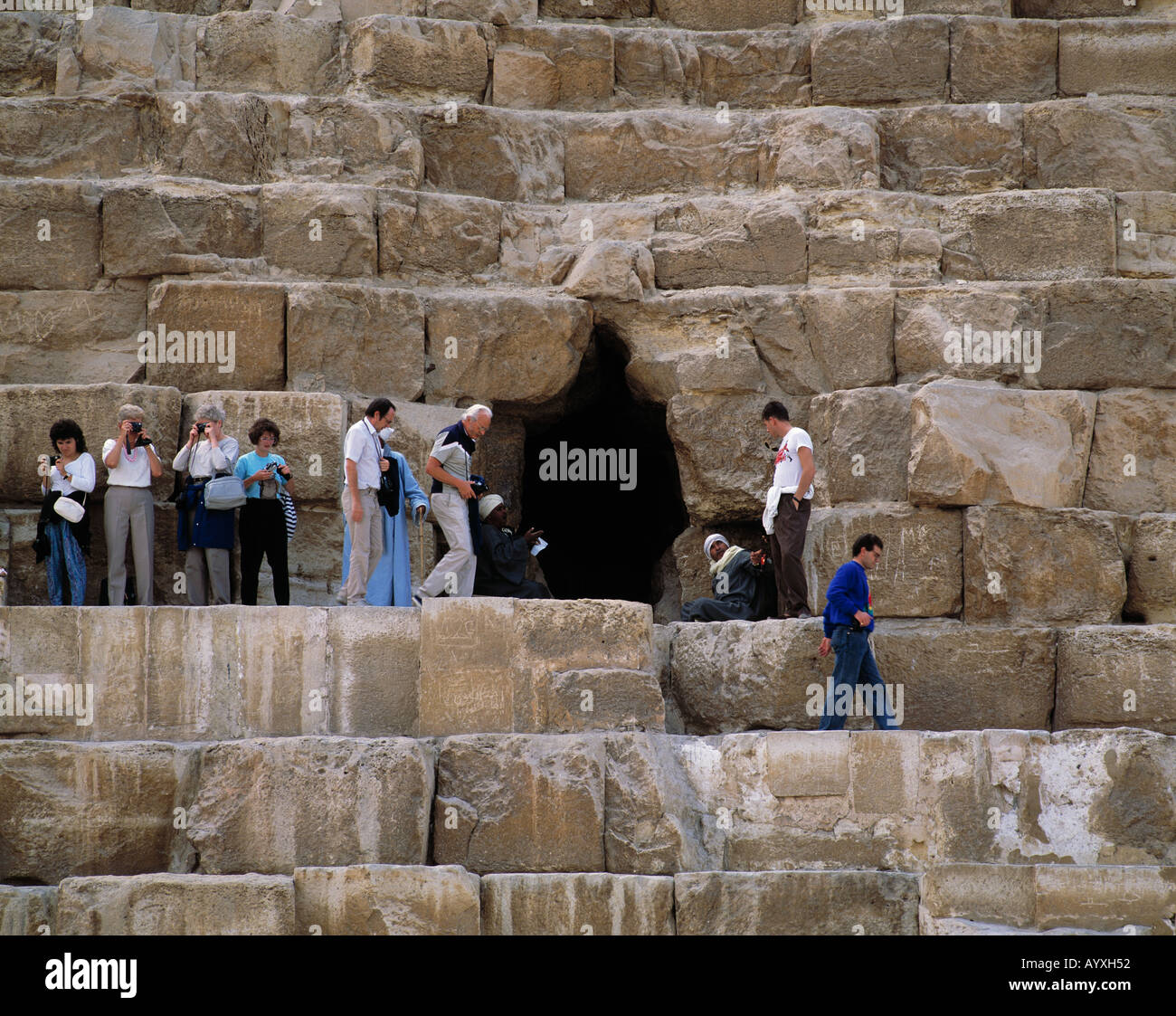 Egypt, ET-Giseh, Cheops Pyramid, entrance, UNESCO World Heritage Site ...