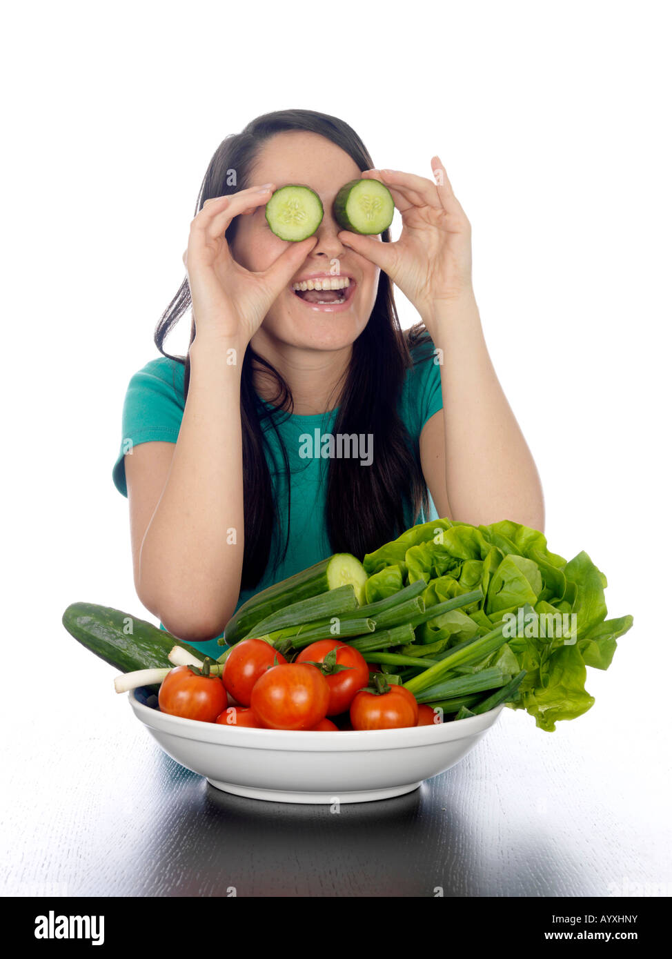 Young Woman with Bowl of Mixed Vegetables Model Released Stock Photo ...