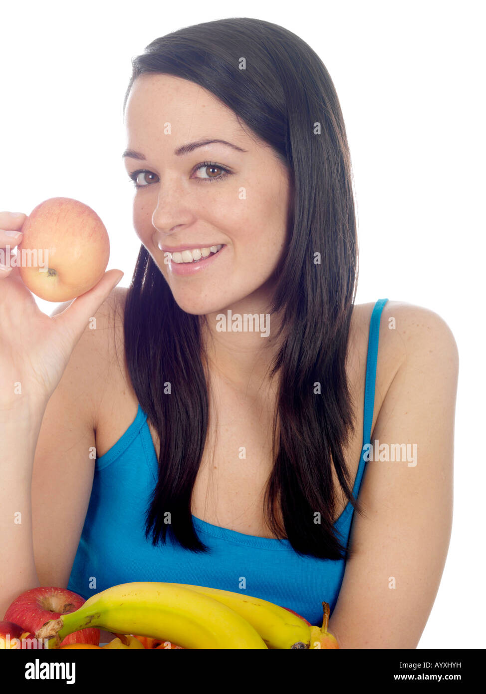 Young Woman Holding an Apple Model Released Stock Photo - Alamy