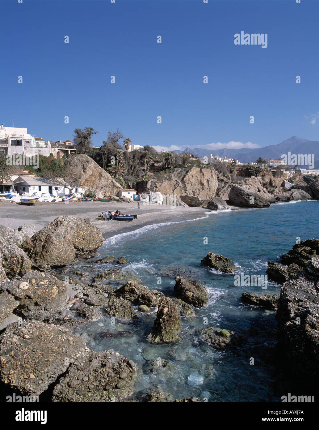 Ortsansicht, Felsenkueste, Meeresbucht, Fischerbucht, Costa del Sol ...