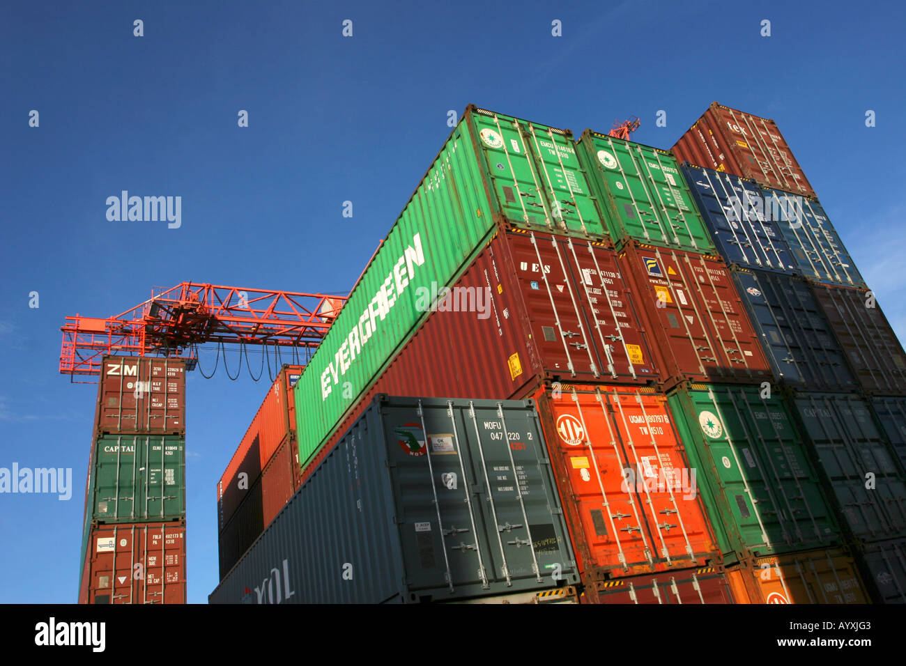 Containers in a port Stock Photo - Alamy