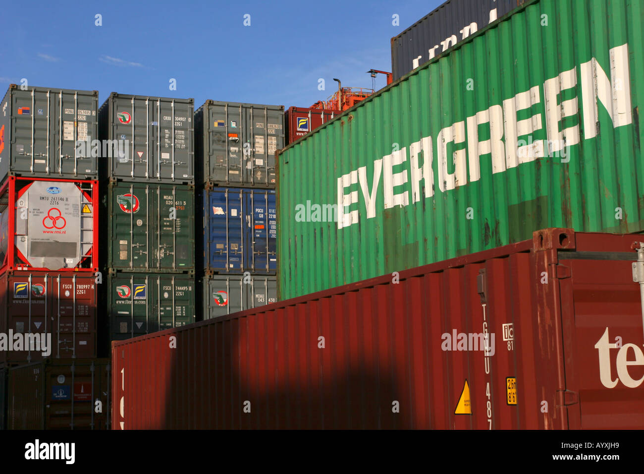 Containers in a port Stock Photo - Alamy