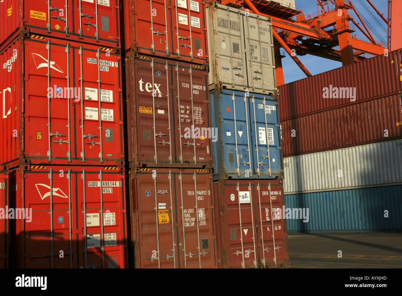 Containers in a port Stock Photo - Alamy