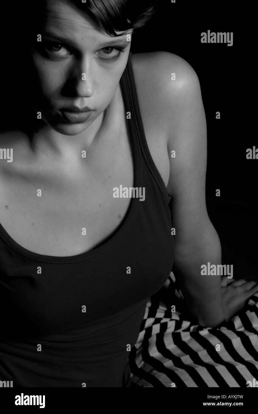 girl against a black background Stock Photo - Alamy