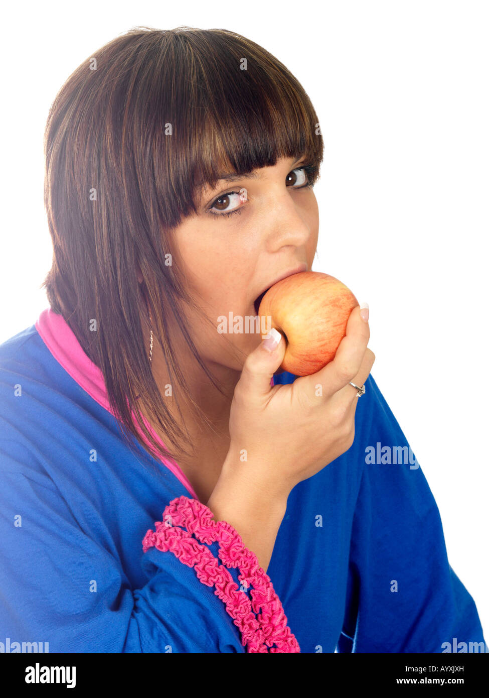 Teenage Eating an Apple Model Released Stock Photo - Alamy